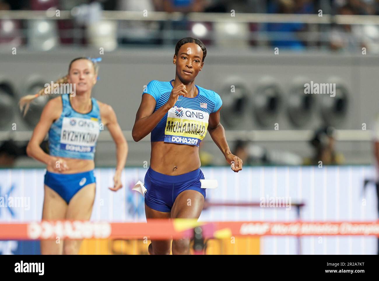 Dalilah MUHAMMAD running the 400m hurdles at the 2019 World Athletics ...