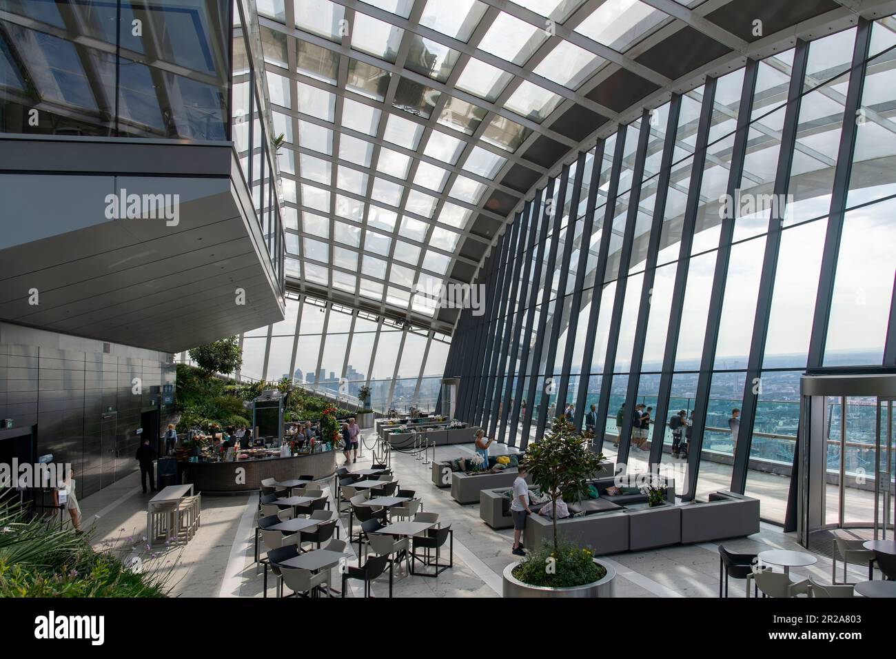 London, England-August 2022; High level view in the Sky Garden of ...