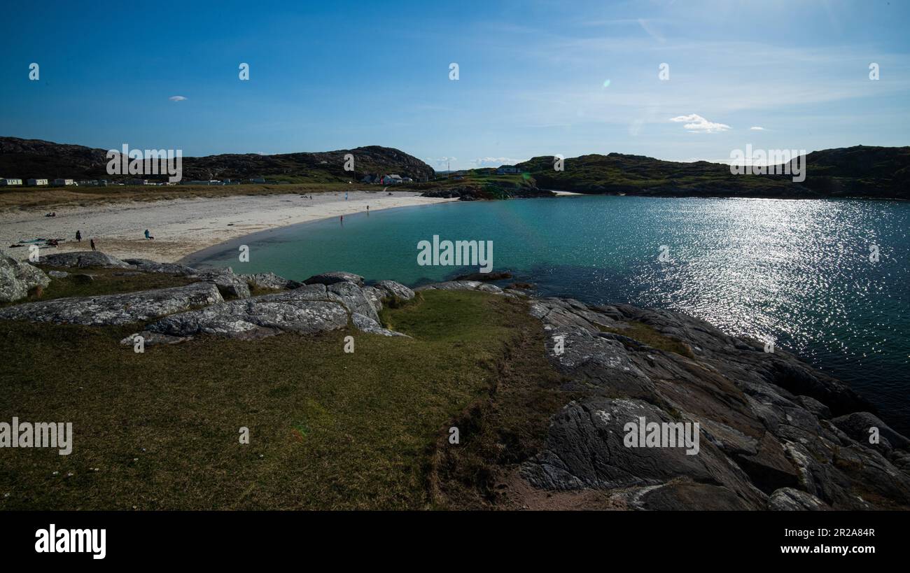 Achmelvich Beach - picturesque beach on the NC500 in Assynt Stock Photo ...