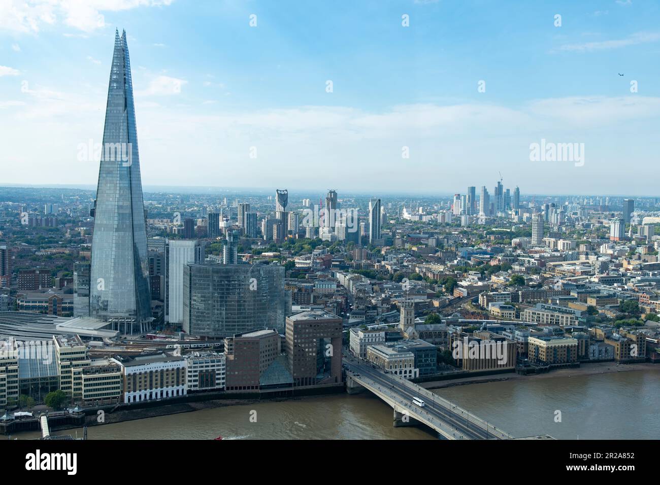 London, England-August 2022; High level panoramic view over South ...