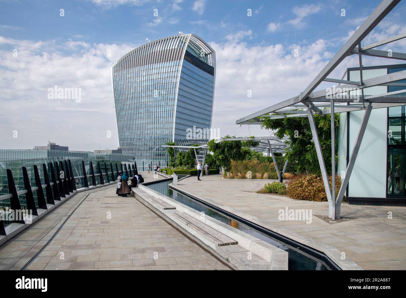 London, England-August 2022; View over public space of The Garden at ...