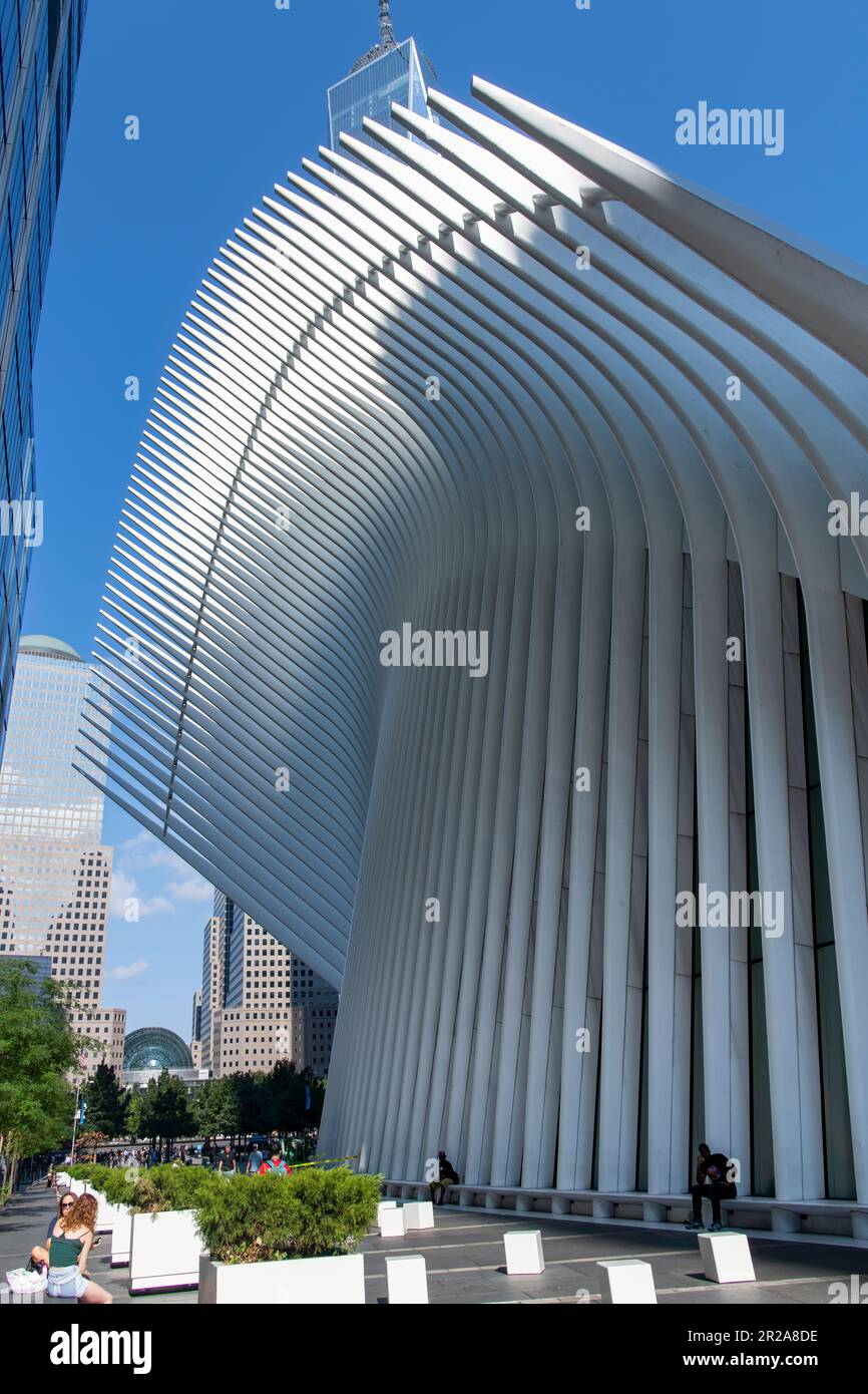 New York City, NY, USA-August 2022; View of curved steel ribs of ...