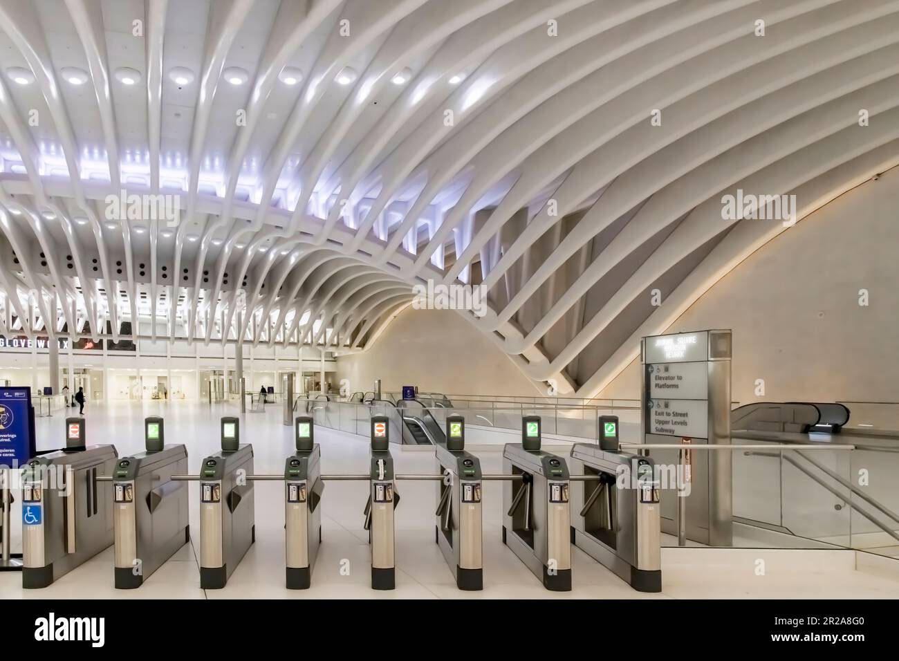 New York City, NY, USA-August 2022; Close up view of the turnstiles in ...