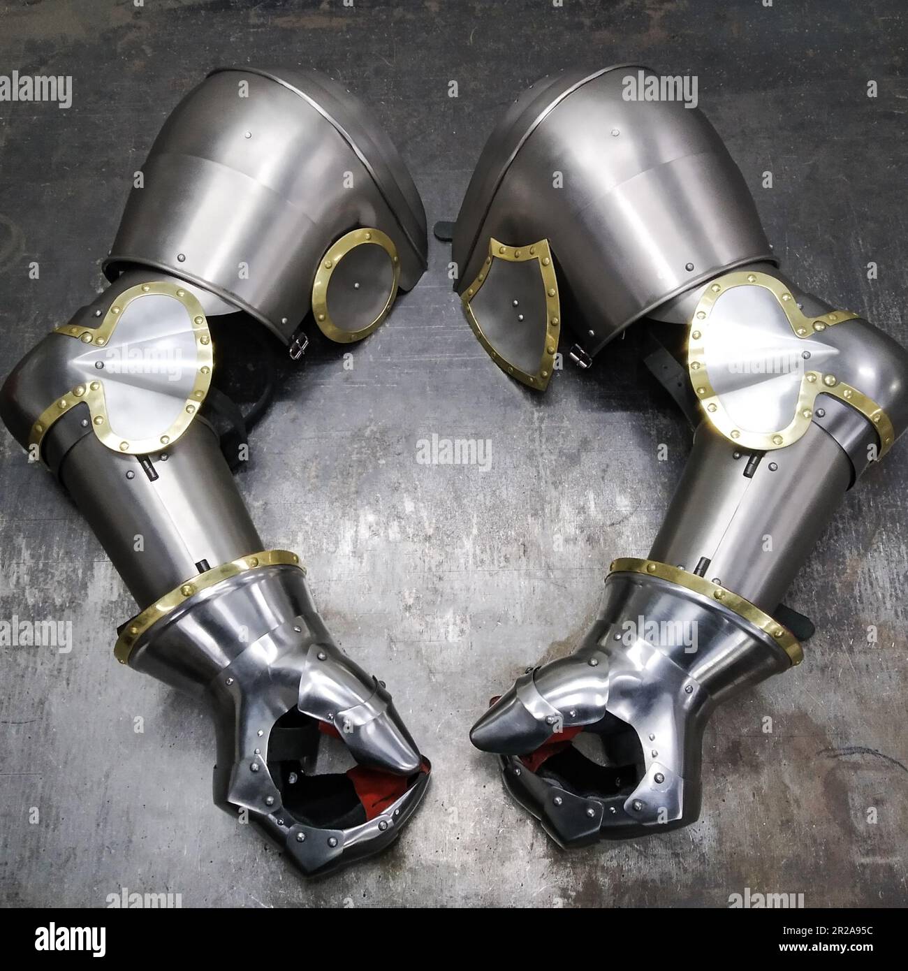 Knight armor, iron hands, metalworking at the forge Stock Photo - Alamy