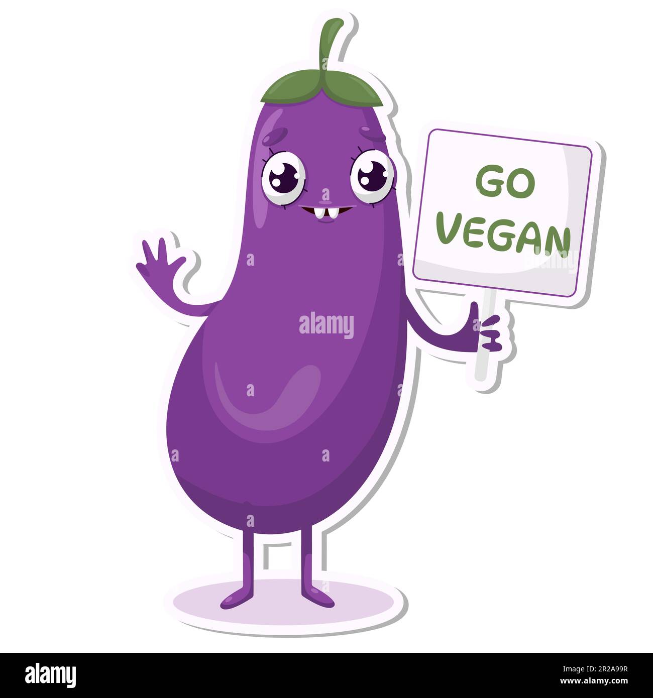Go vegan eggplant cute character sticker Stock Vector Image & Art - Alamy