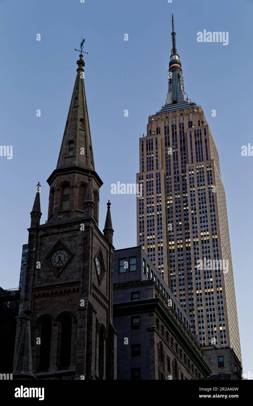 Along Fifth Avenue, Marble Collegiate Church (29th Street) and Empire State Building (34th ...
