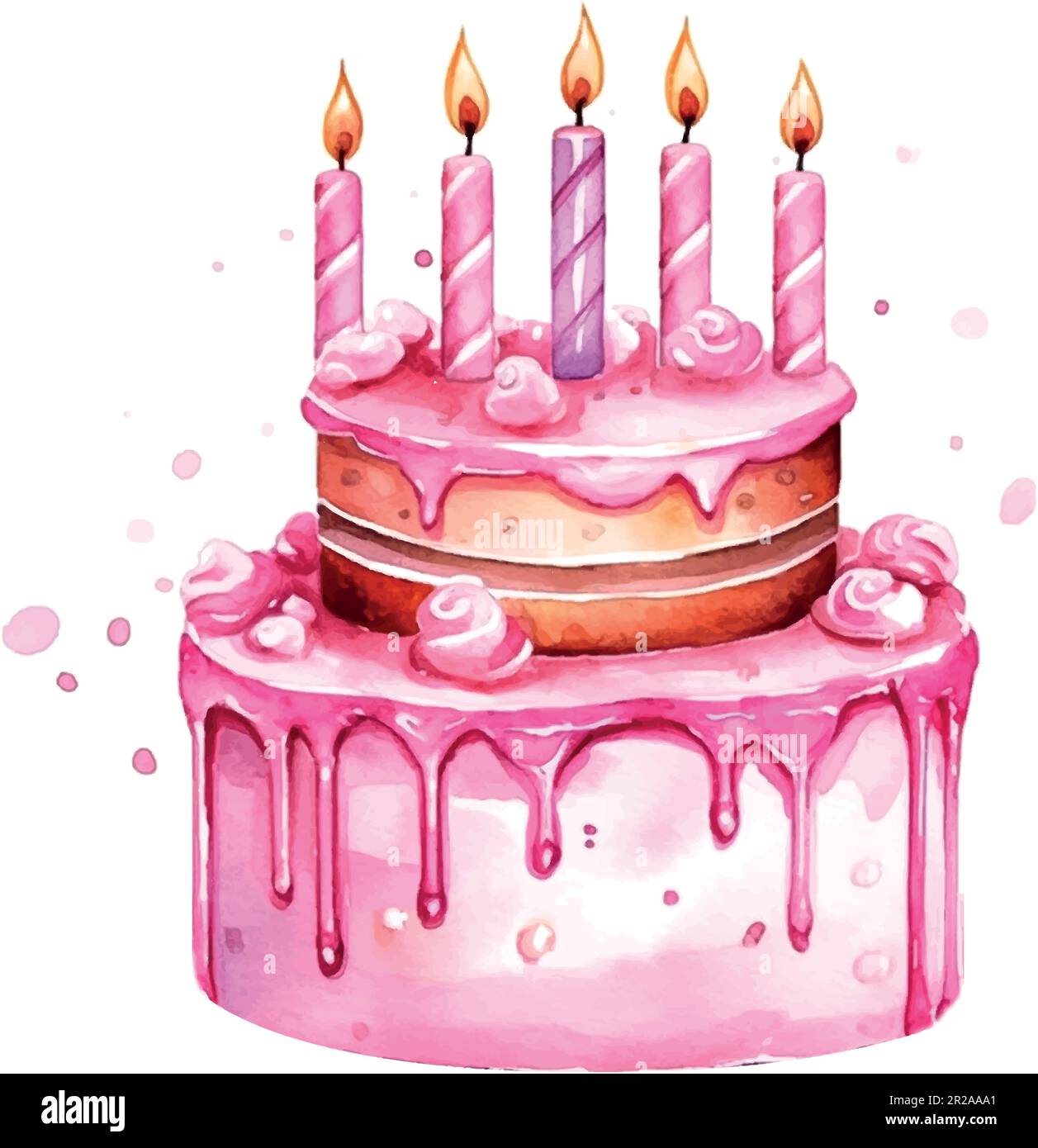 Birthday Cake Illustration Vintage