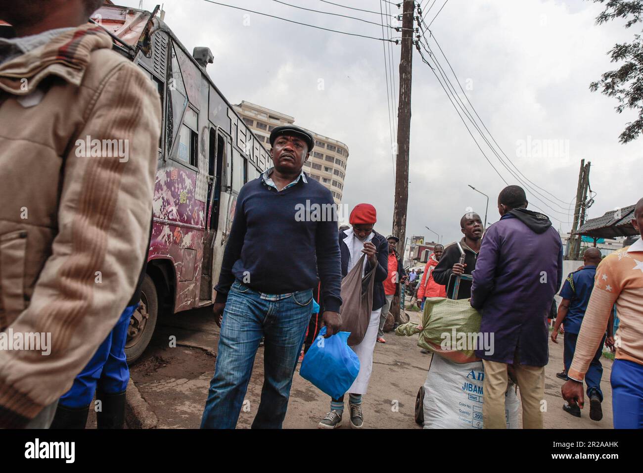 May 9, 2023, Nairobi, Kenya: Nairobi residents and hawkers walk past ...