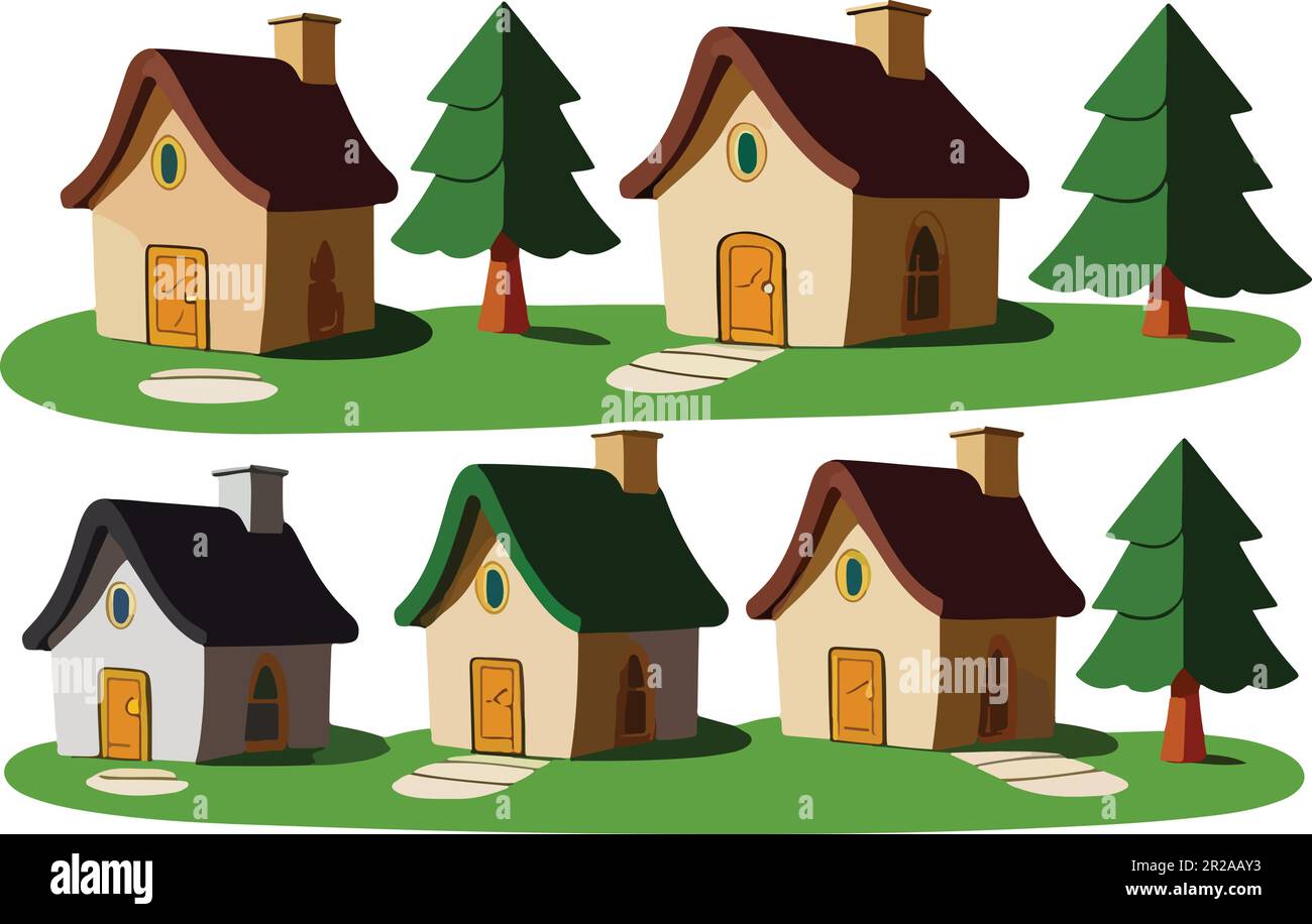 Amazing fantasy dwarf house village art vector Stock Vector Image & Art ...