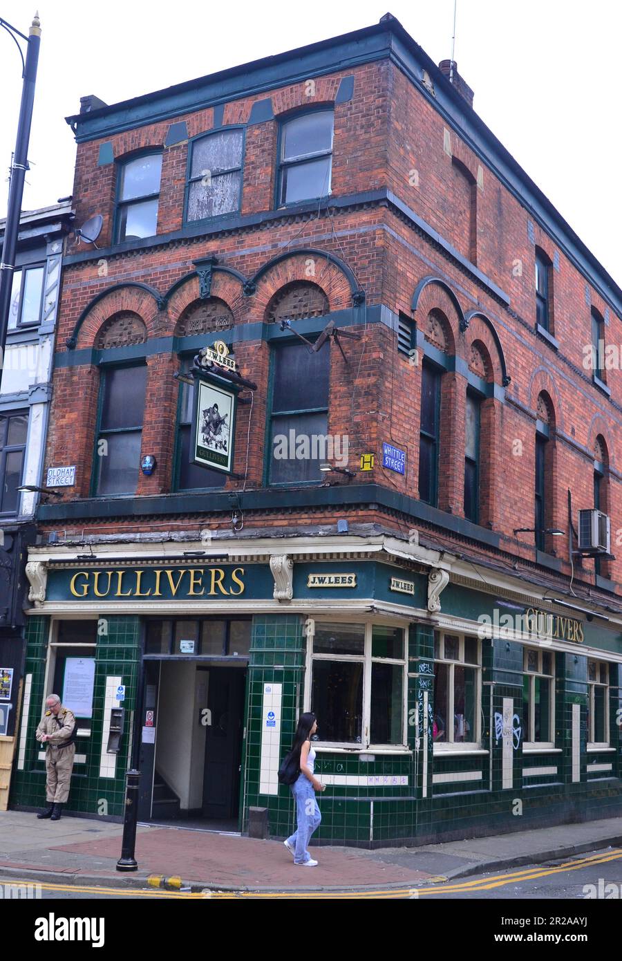 Exterior of Gullivers pub or public house, Oldham Street, in central ...