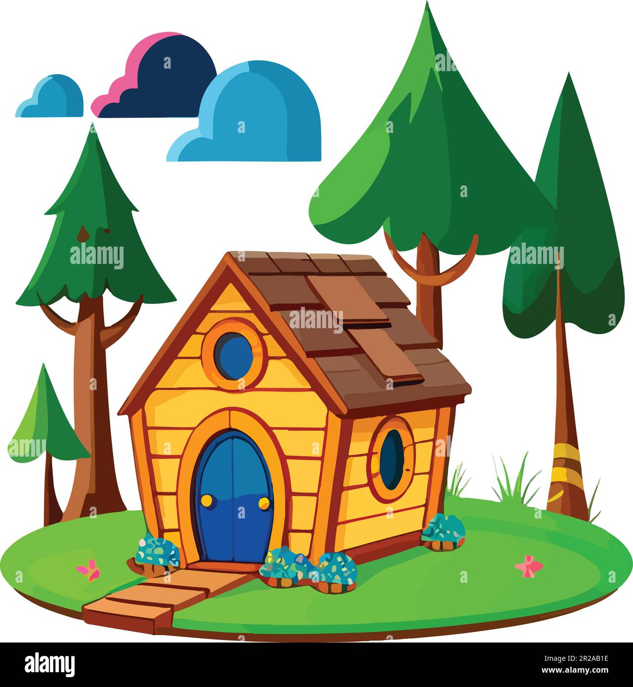 Fantastical fantasy dwarf house village art vector Stock Vector Image ...