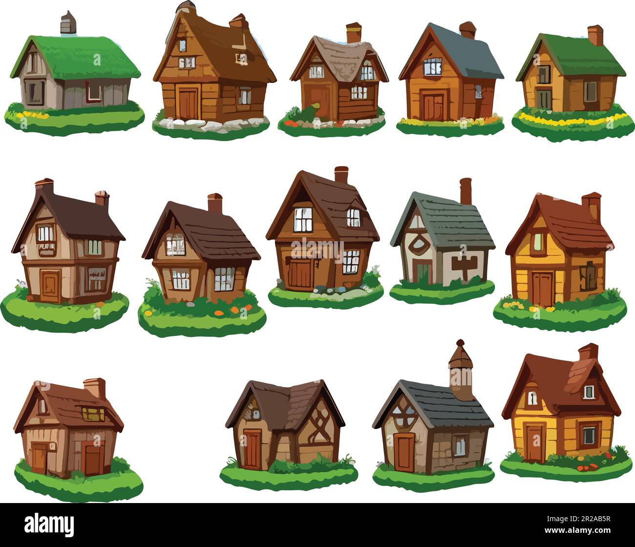 Super fantasy dwarf house village art vector Stock Vector Image & Art ...