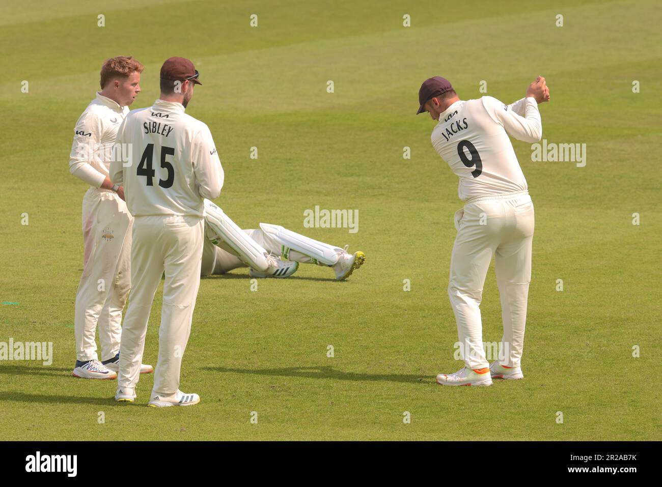 18 May , 2023, London, UK. Surrey’s Will Jacks shows off his swing as ...