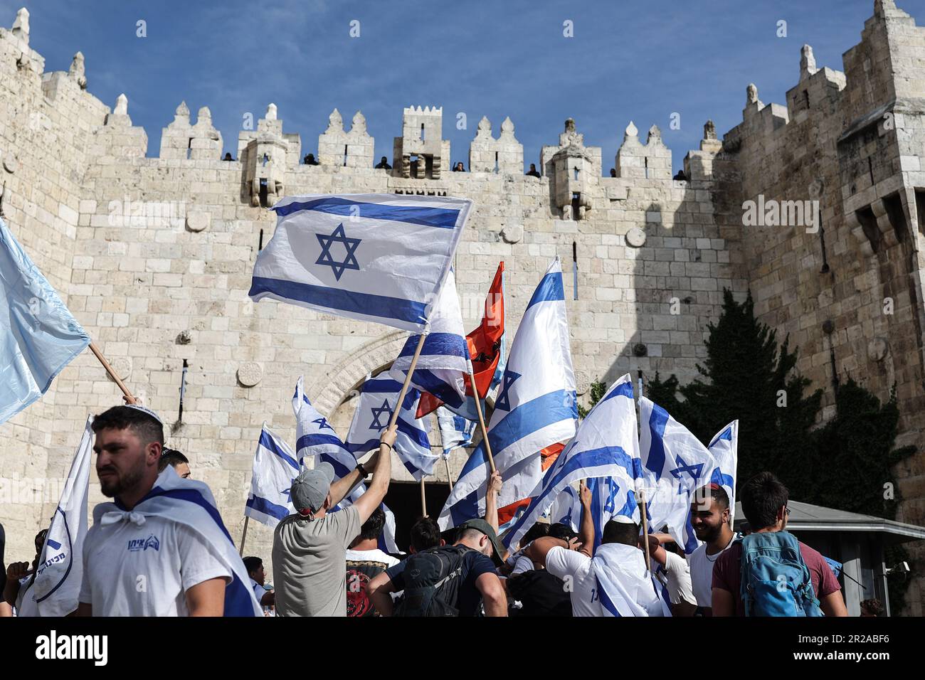 Jerusalem. 18th May, 2023. Israelis take part in the flag parade ...