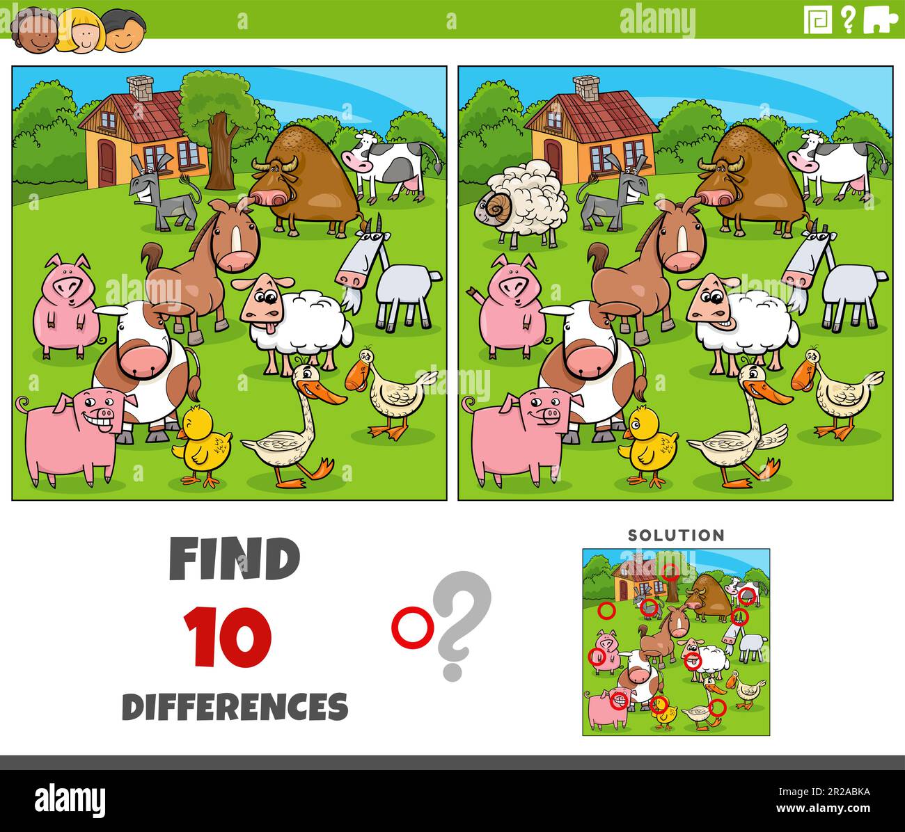 Cartoon illustration of finding the differences between pictures ...