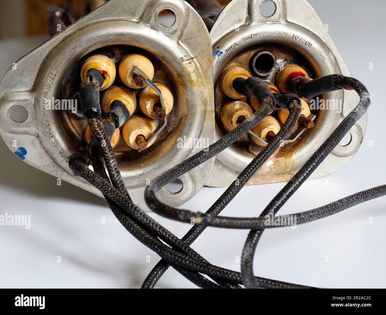 Electric water heating elements with power cable connections Stock ...
