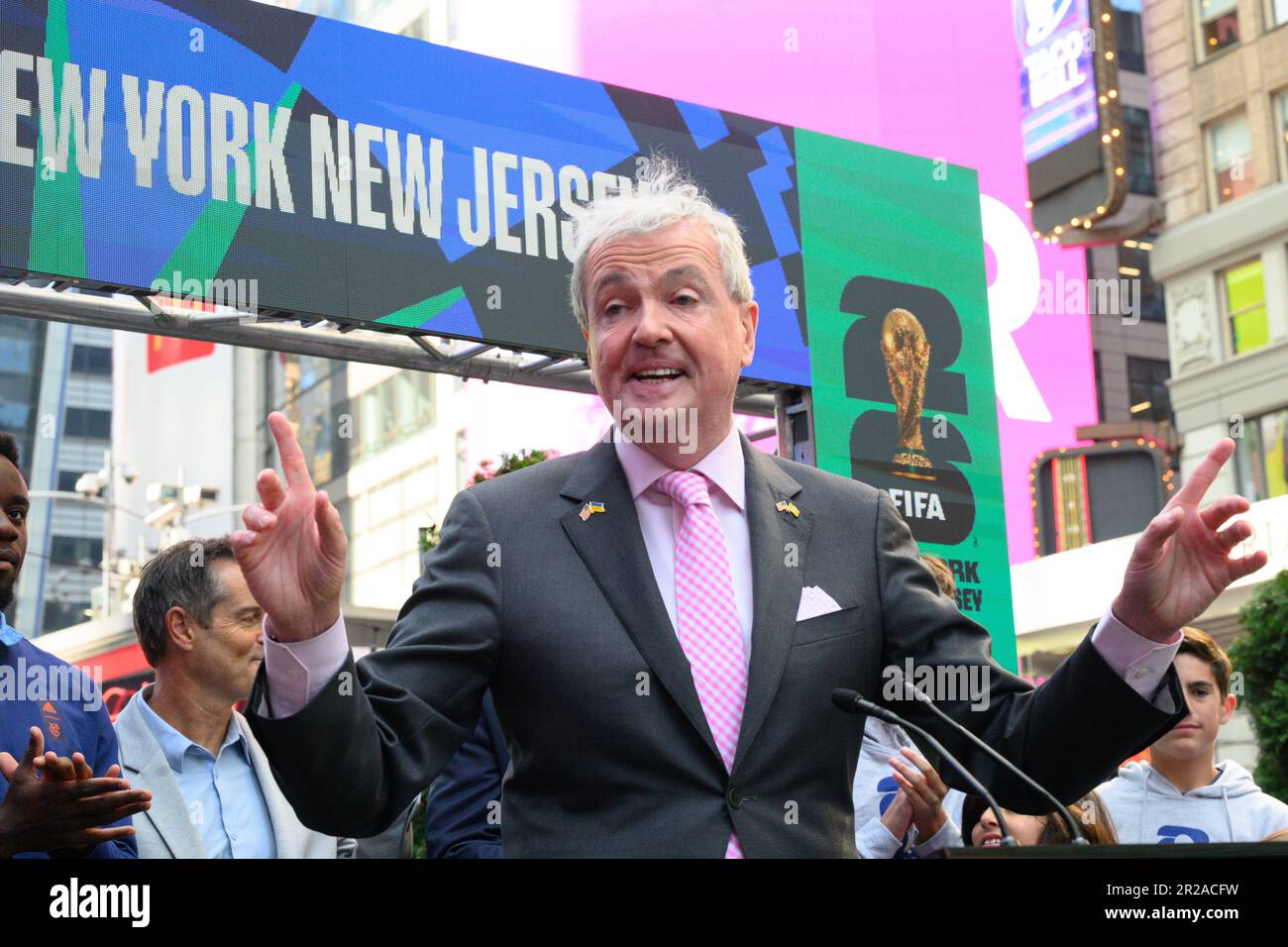 New York, USA. 18th May, 2023. New Jersey Governor Phil Murphy wears ...