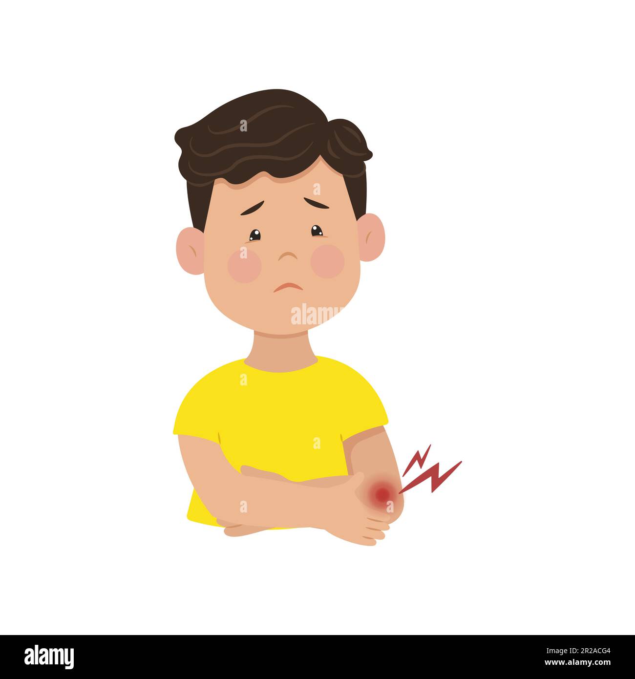Pain in the ear, Boy holding his ear winced in pain, Vector ...