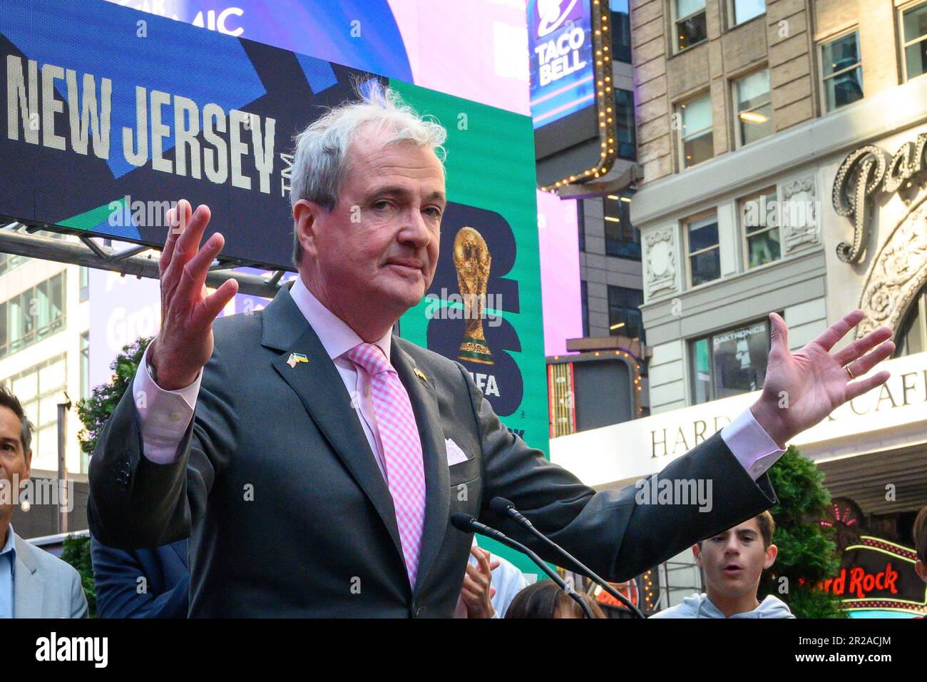 New York, USA. 18th May, 2023. New Jersey Governor Phil Murphy wears ...