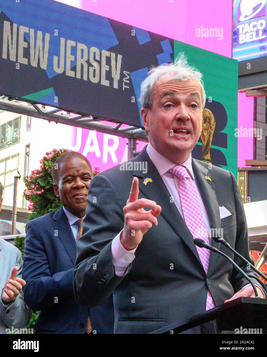 New York, USA. 18th May, 2023. New Jersey Governor Phil Murphy wears ...