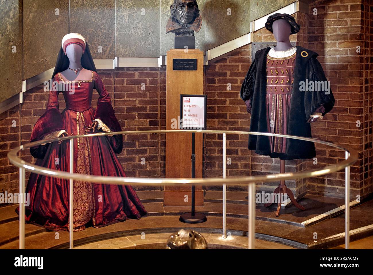 RSC Theatre interior with display of traditional Tudor period costume ...
