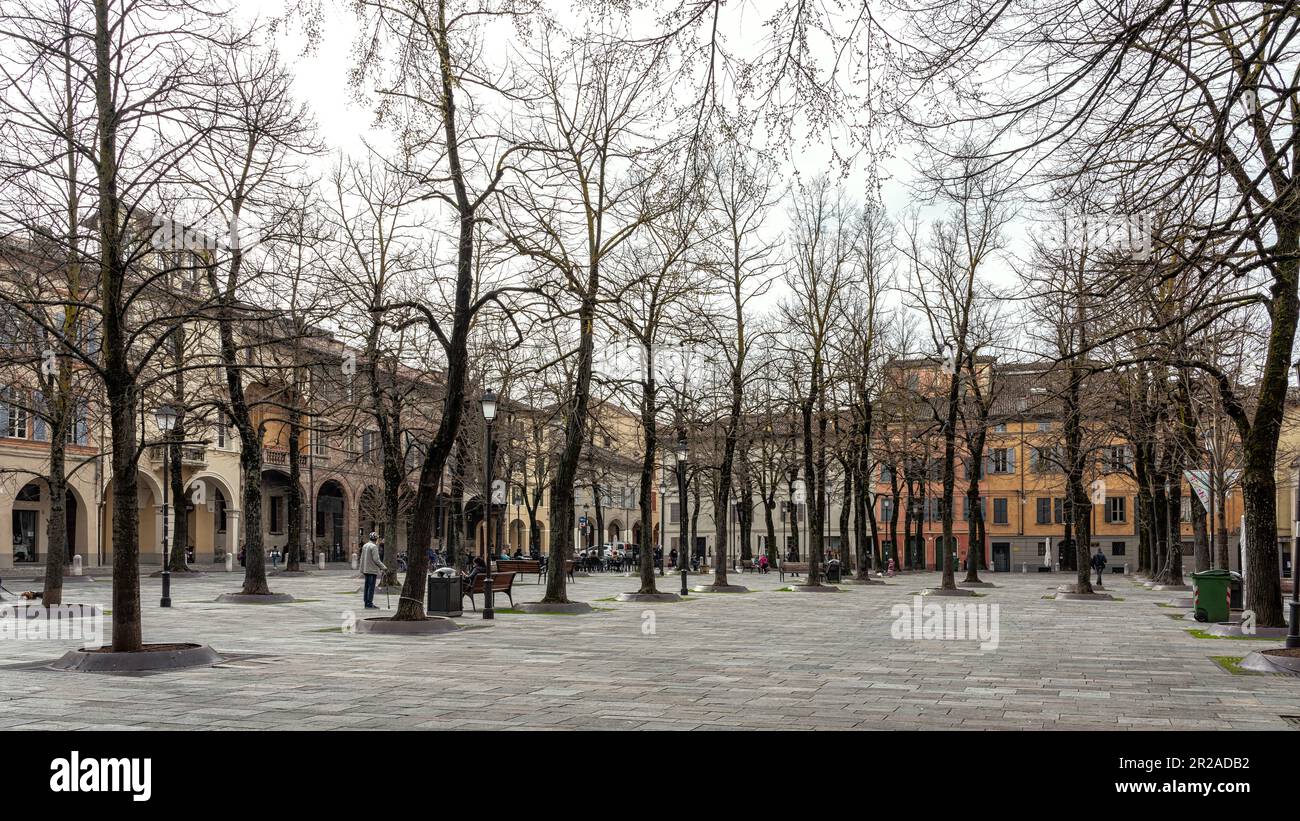 Piazza Antonio Fontanesi is rectangular in shape, lined with lime trees ...