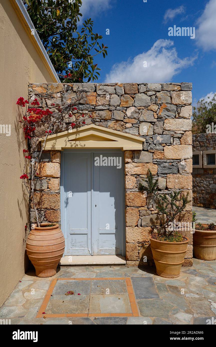 Closed door of a stone house, Kalimera Kriti Resort, Sisi,Crete,Lasithi ...