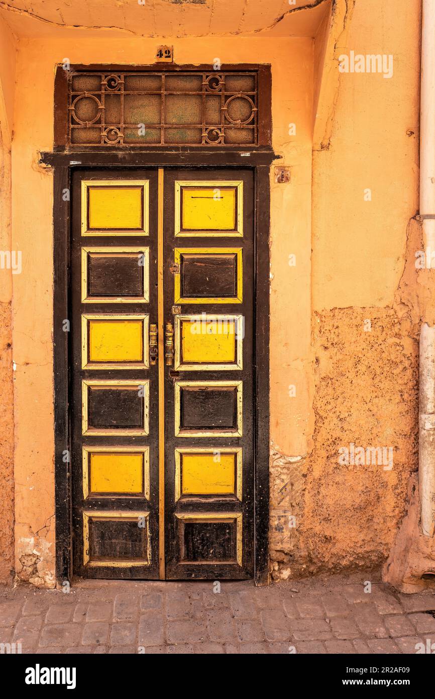 Typical Arabic Wooden Door in Marrakech medina, Muslim, Colourful Stock ...
