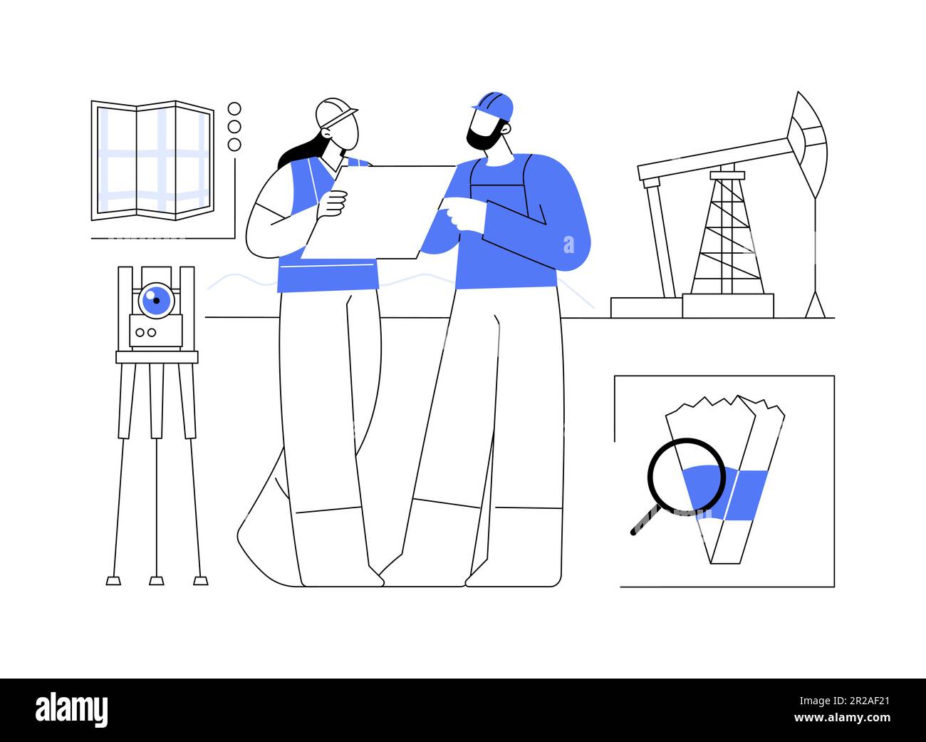 Petroleum geologists search abstract concept vector illustration Stock ...