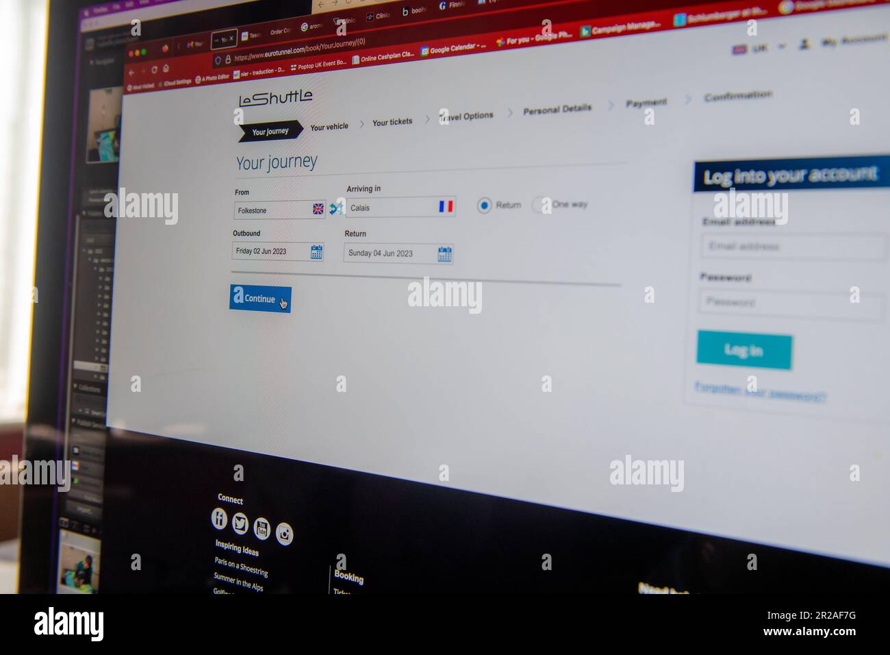Eurotunnel website booking page with new Le Shuttle logo. Vehicle ...
