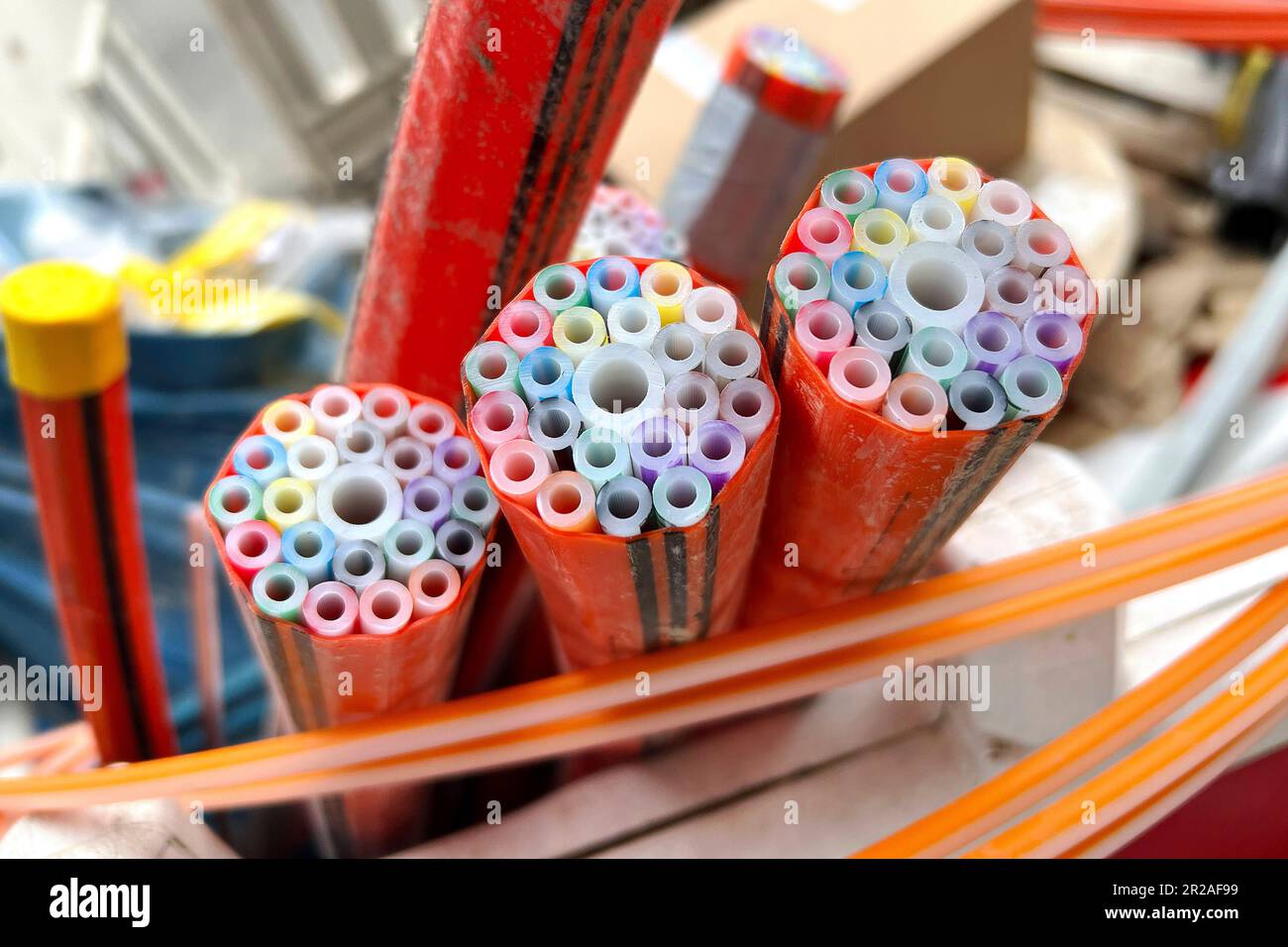 Munich, Deutschland. 18th May, 2023. Telecommunications: fiber optic ...