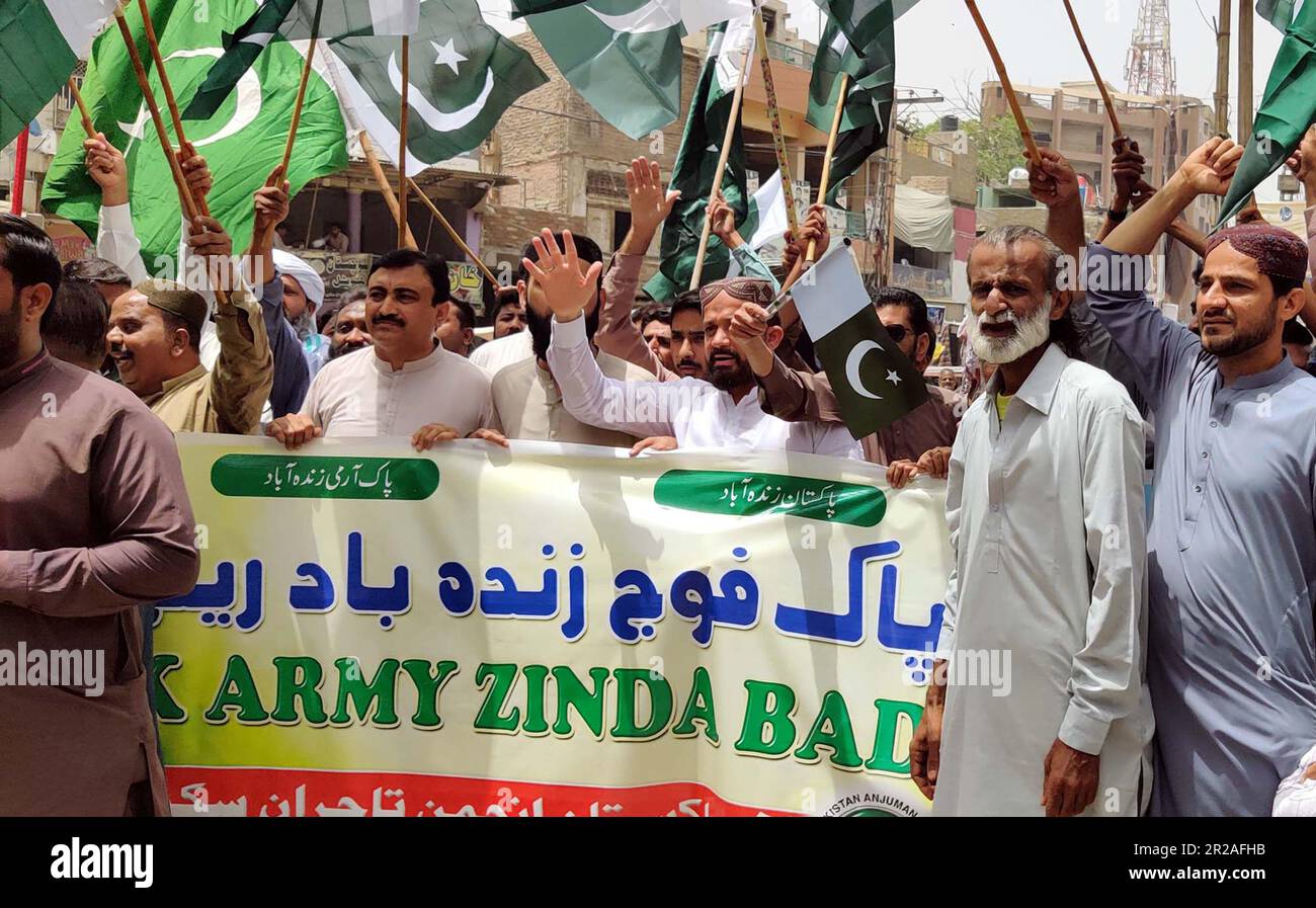 Hyderabad, Pakistan, May 18, 2023. Members of Anjuman-e-Tajran are ...