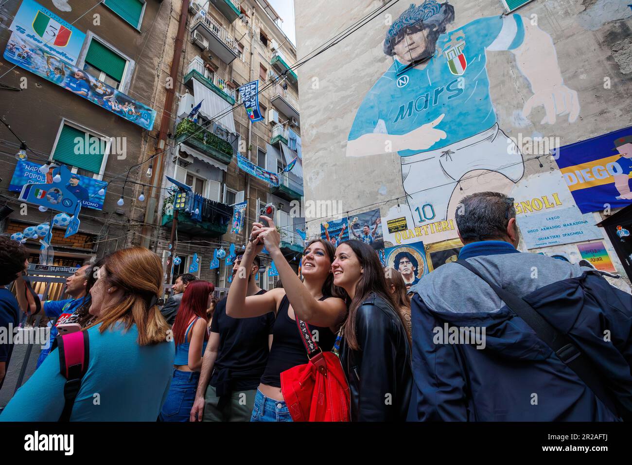 Naples, Italy - May 5, 2023: The supporters of the Napoli football team ...
