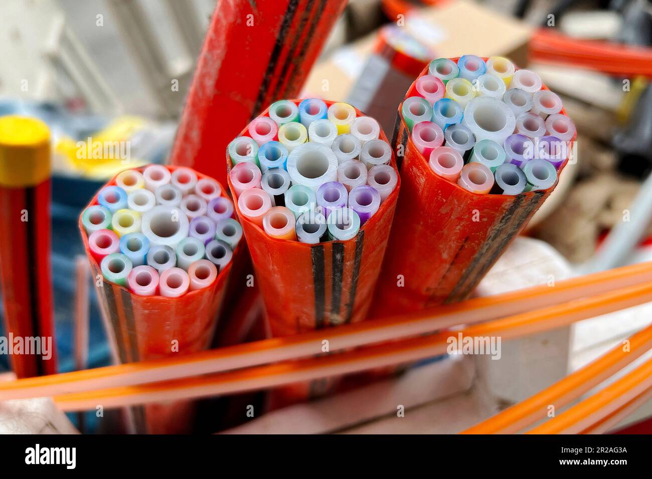 Munich, Deutschland. 18th May, 2023. Telecommunications: fiber optic ...