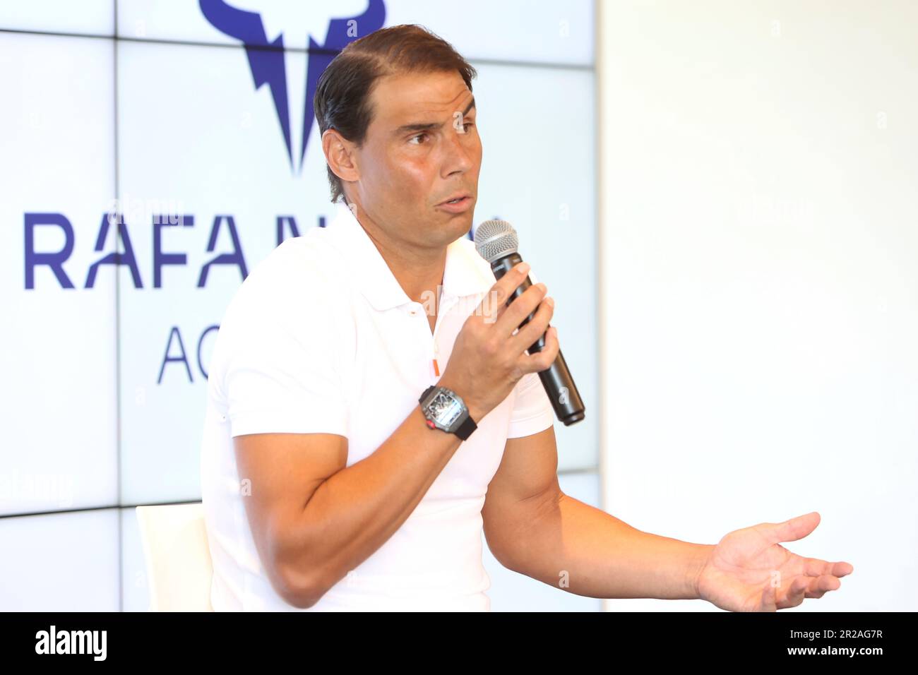 Tennis player Rafael Nadal during a press conference at the Rafa Nadal ...