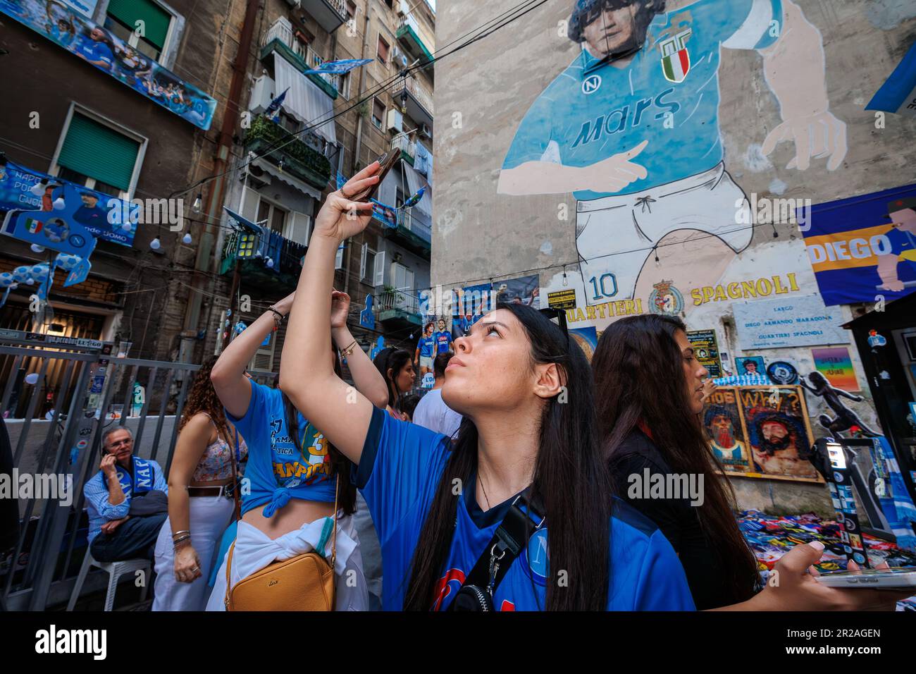 Naples, Italy - May 5, 2023: The supporters of the Napoli football team ...