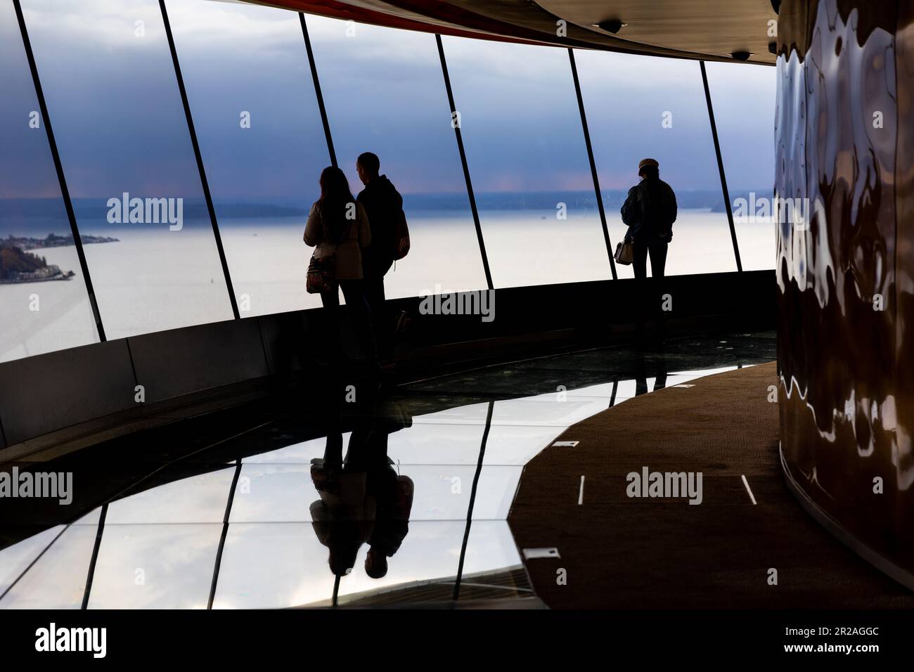 Seattle, Washington, USA - October 9, 2019: Tourists looking down ...