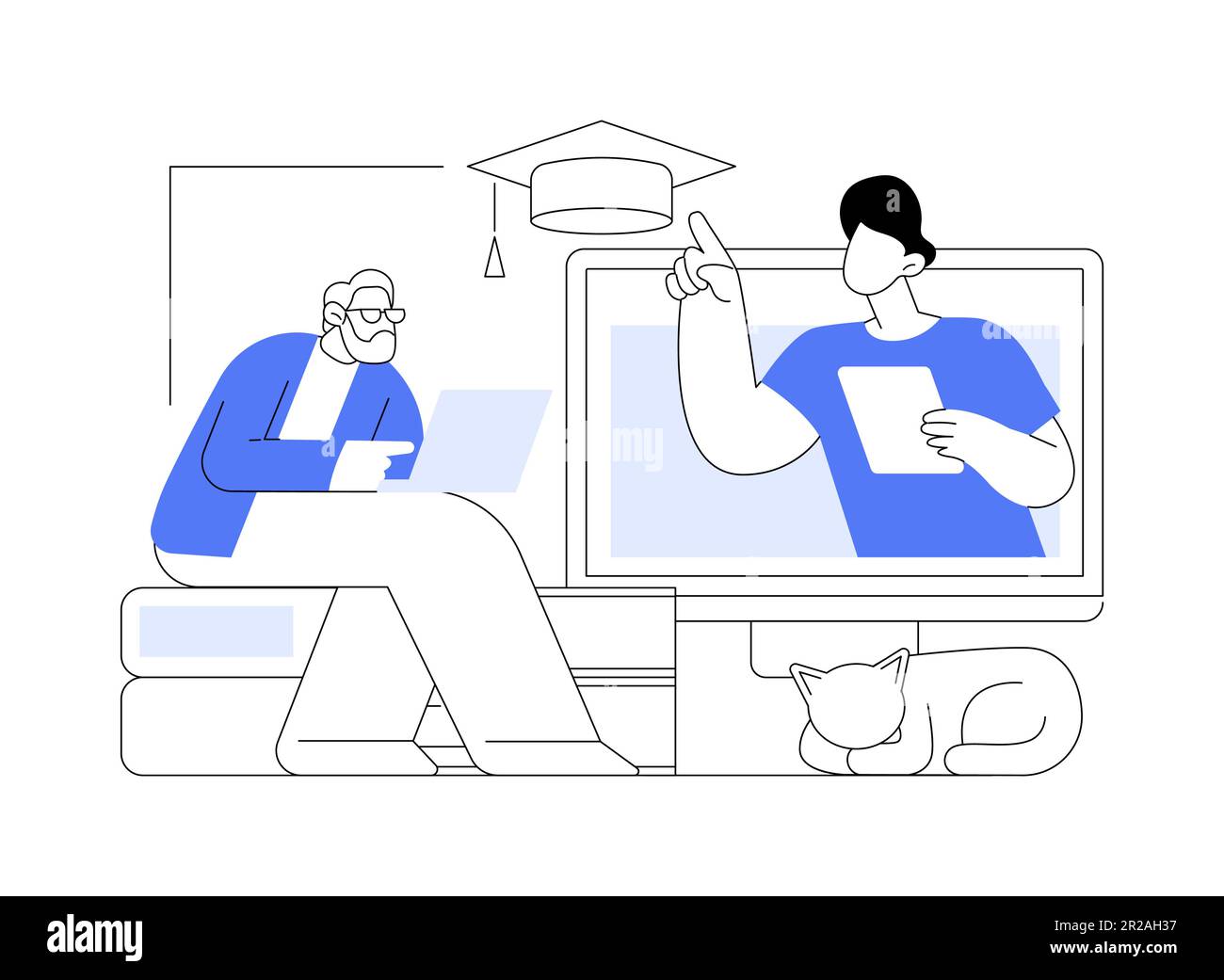 Online learning for seniors abstract concept vector illustration Stock ...