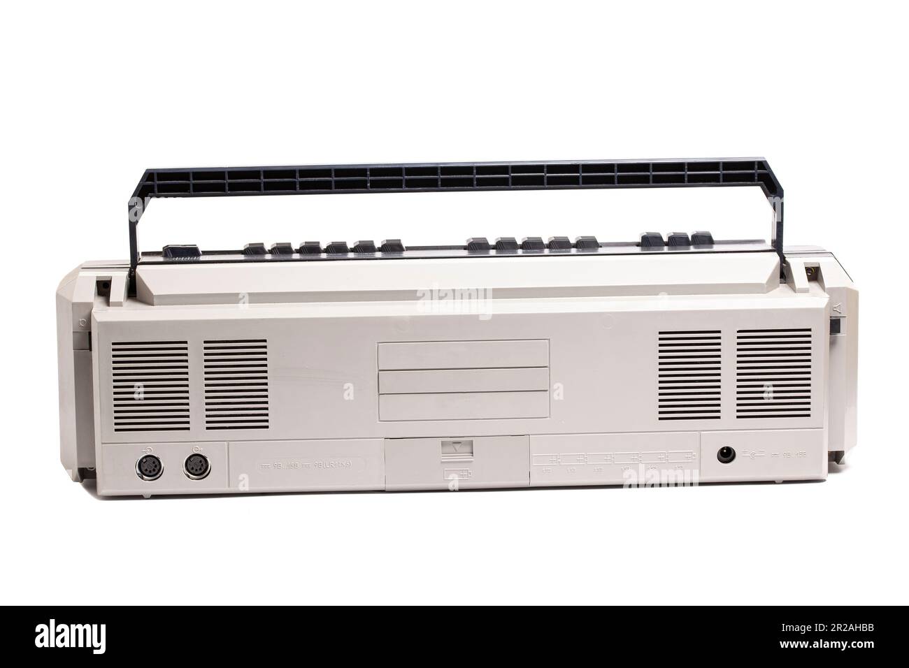 Retro portable stereo cassette recorder from 80s. with headphones and Audio cassette tape Stock ...