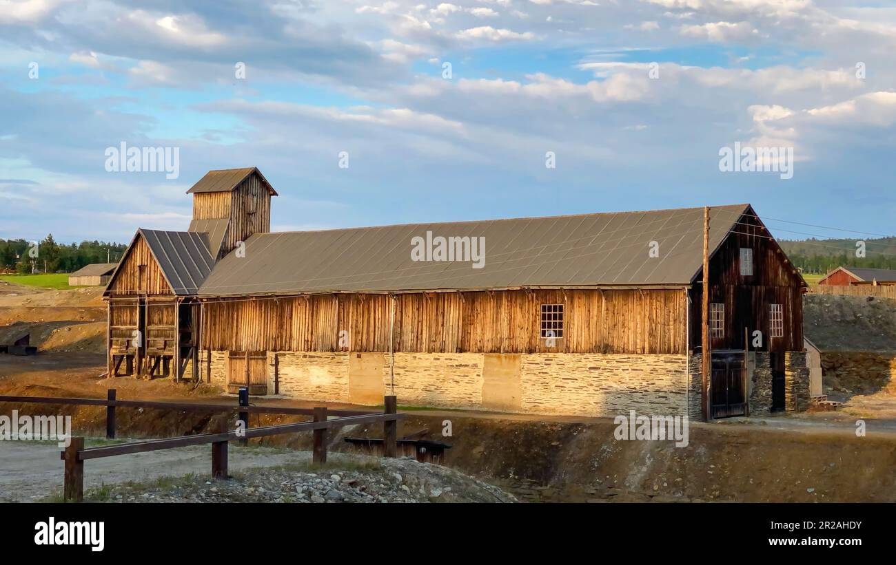 Wooden building in Roros old copper mining town, Norway, Scandinavia ...