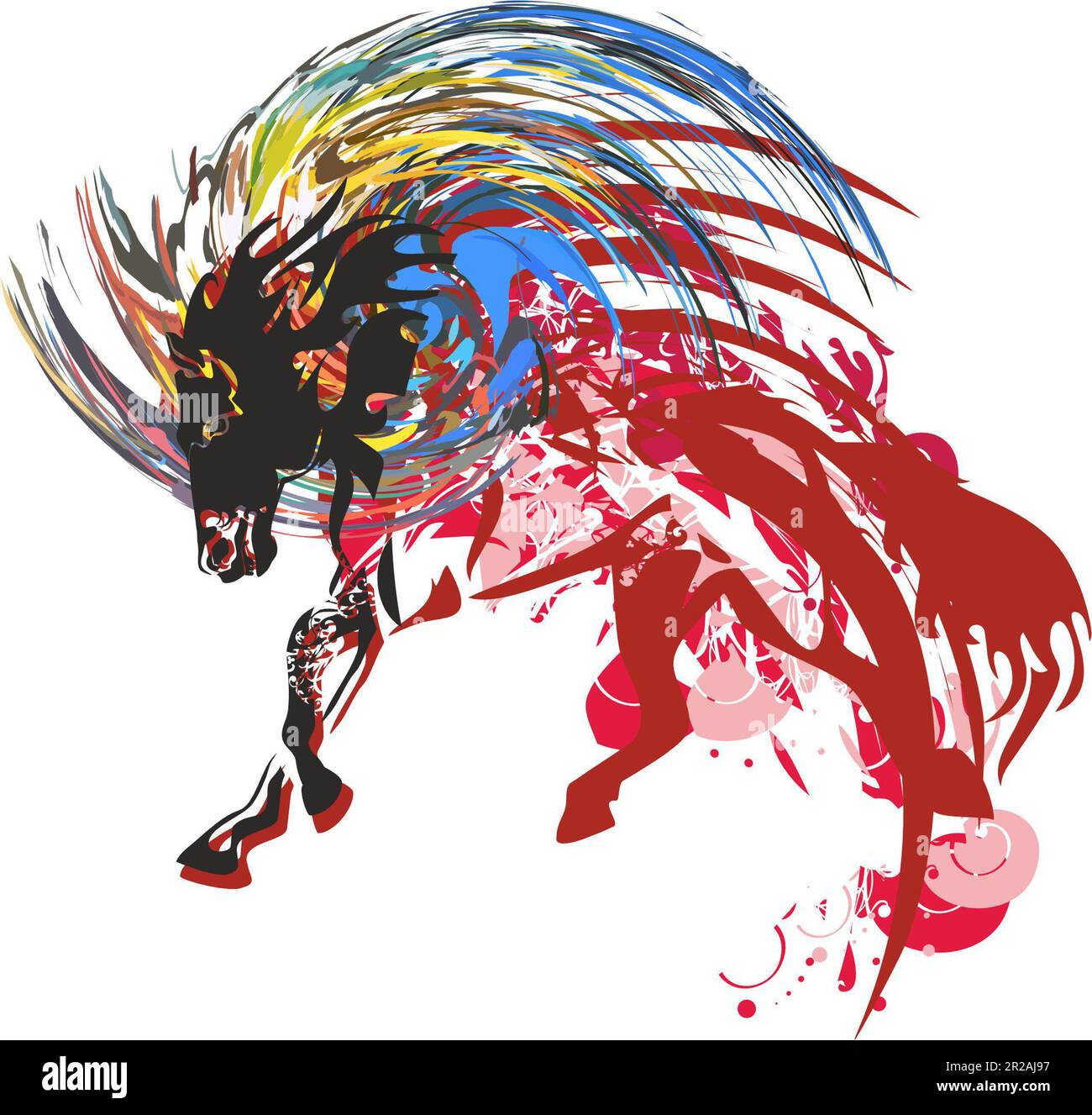 Running horse splash isolated on white for your design. Ornamental red ...