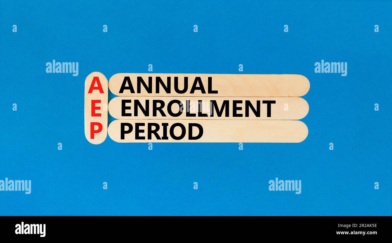 AEP symbol. Concept words AEP Annual enrollment period on beautiful ...