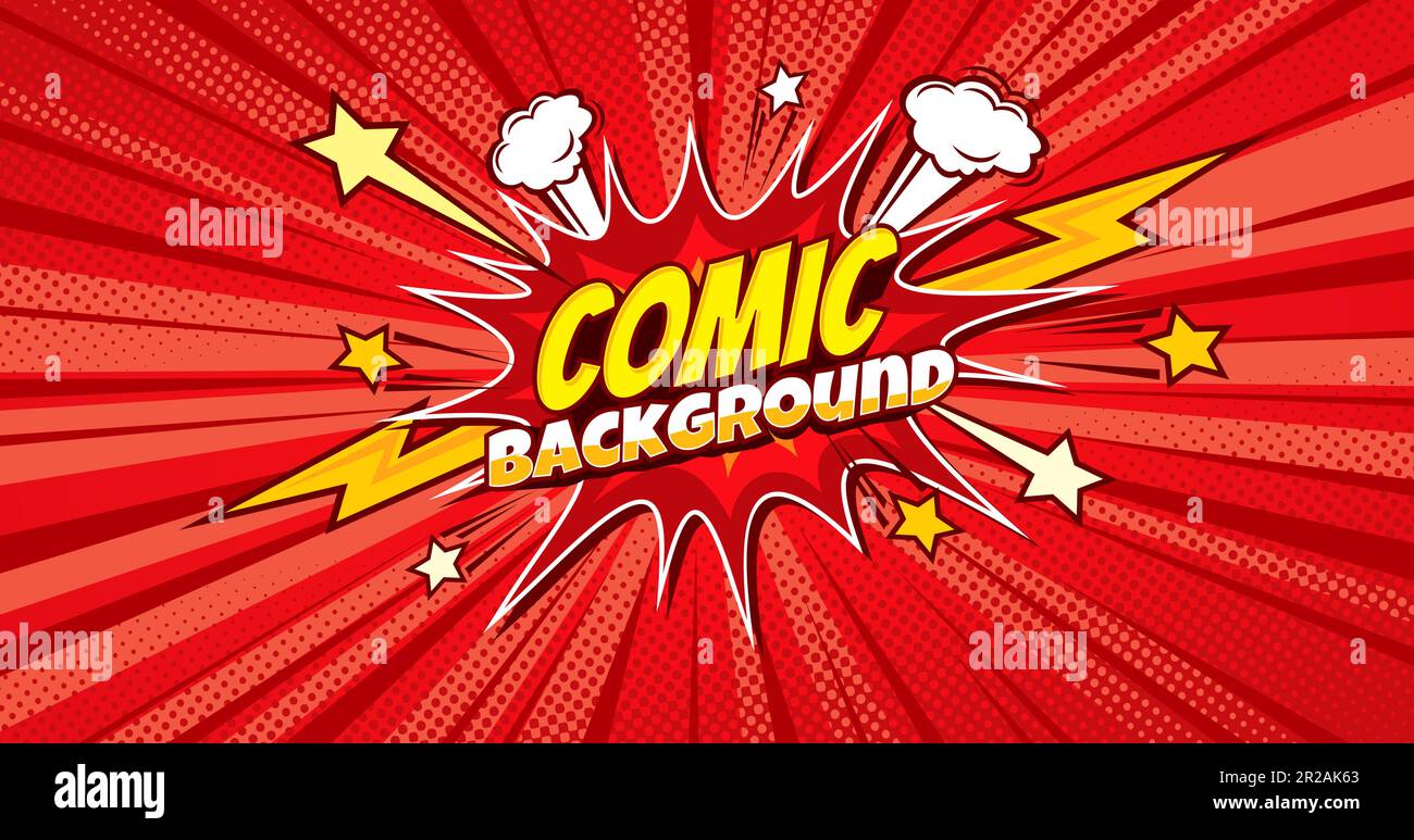 Red pop art comic background with halftone comics bubble. Cartoon ...