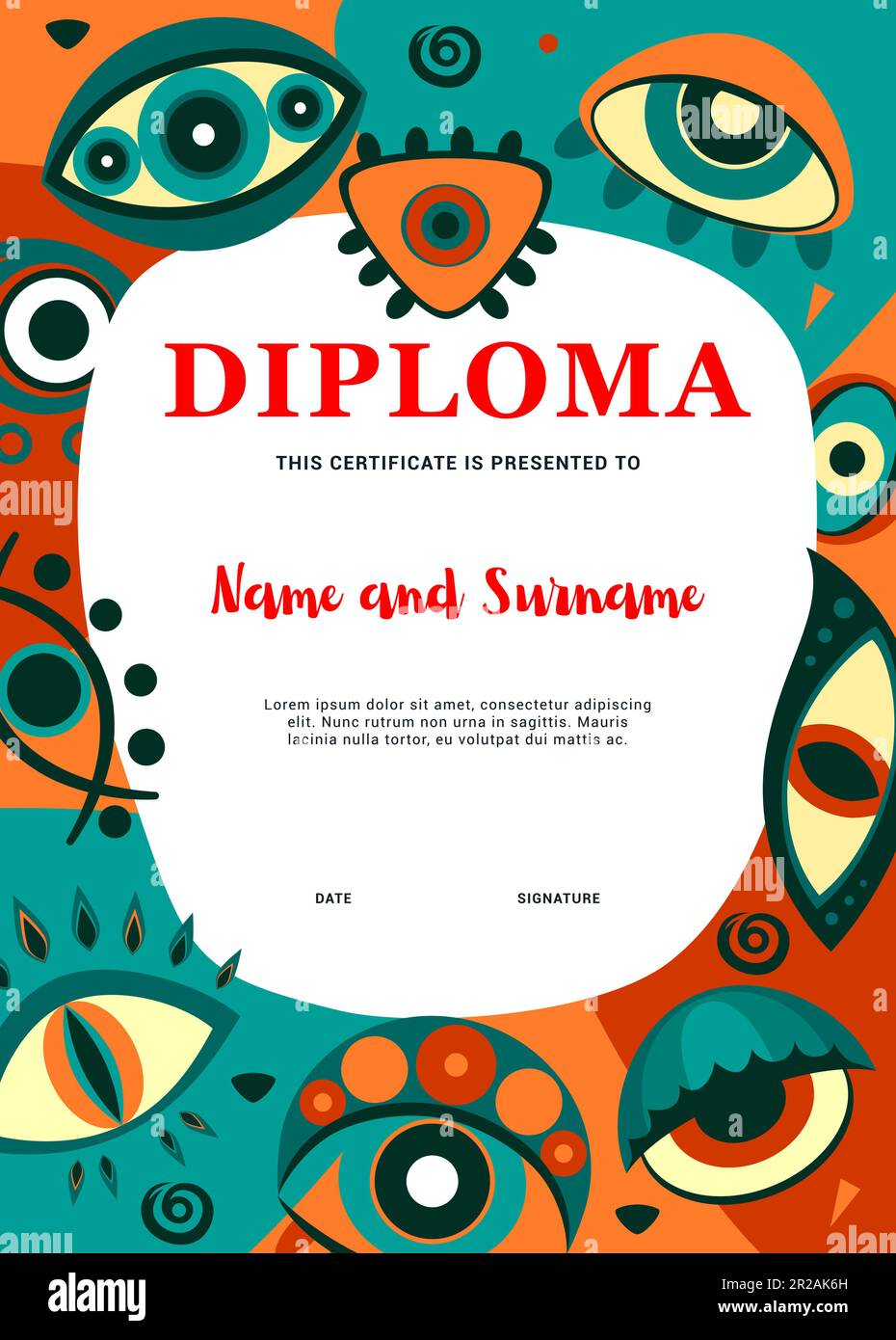 Kids wizard or witch diploma with magical witchcraft eyes. Education ...