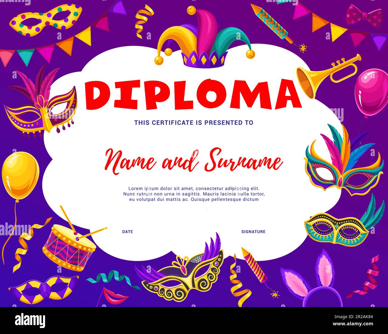 Samba dancer diploma. Brazilian carnival decorations and objects ...