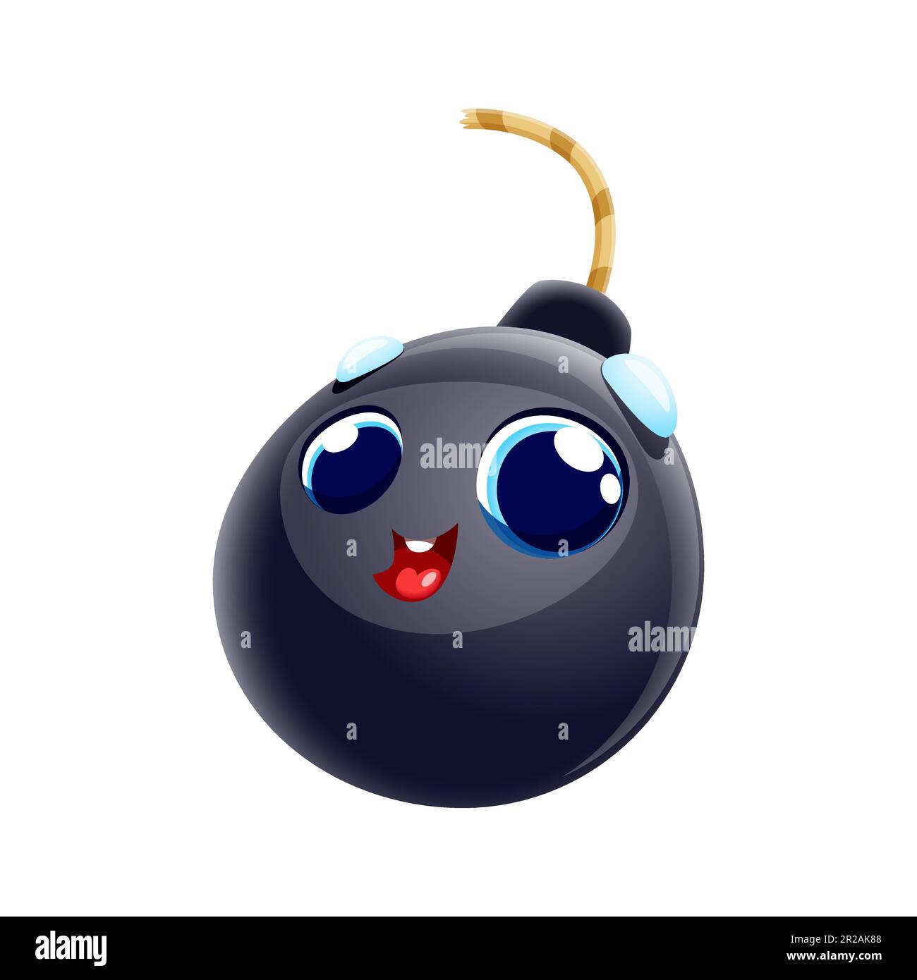 Cartoon comical bomb character with wick or fuse. Explosive, weapon ...