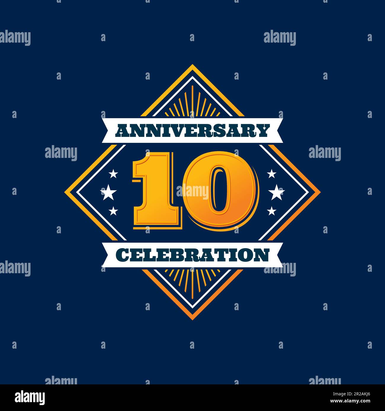 Birthday badge and 10 years anniversary label, jubilee seal, party ...