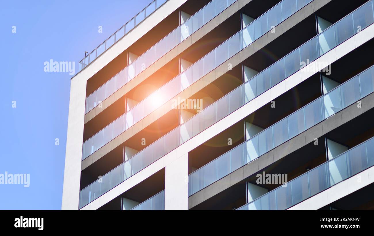 Apartment building with bright facades. Modern minimalist architecture ...