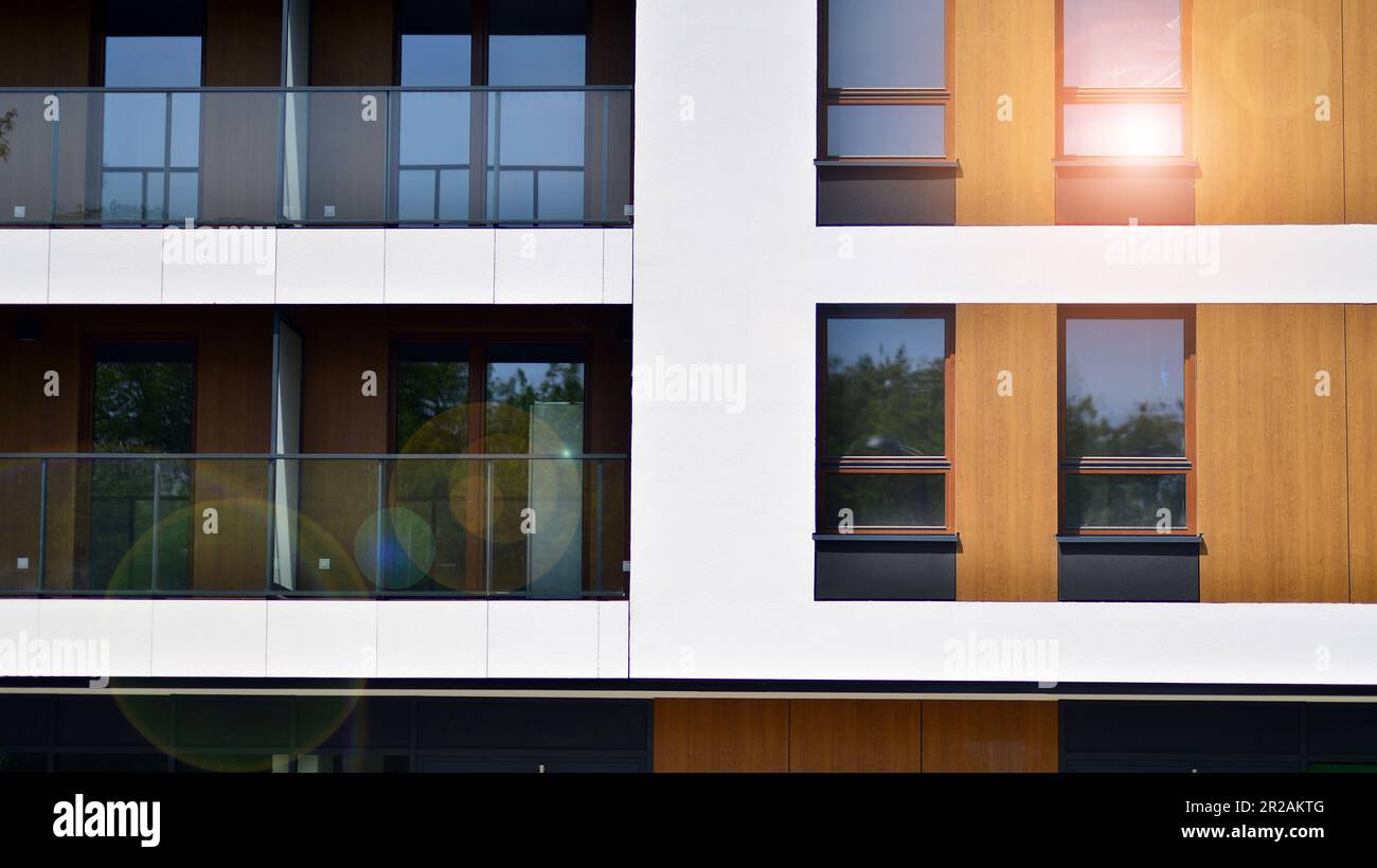 Apartment building with bright facades. Modern minimalist architecture ...