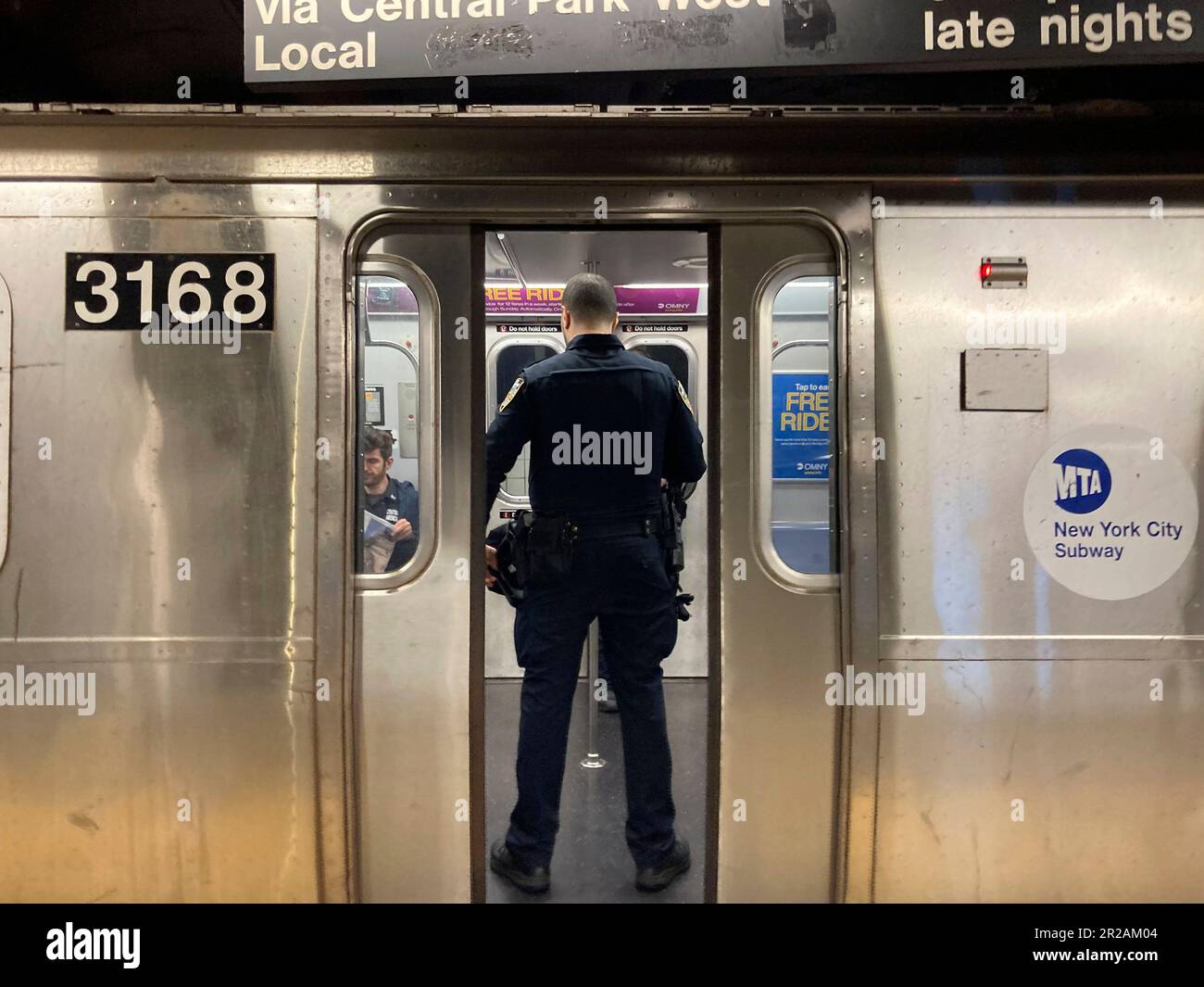 NYPD officer in the New York subway on Sunday, April 30, 2023 ...